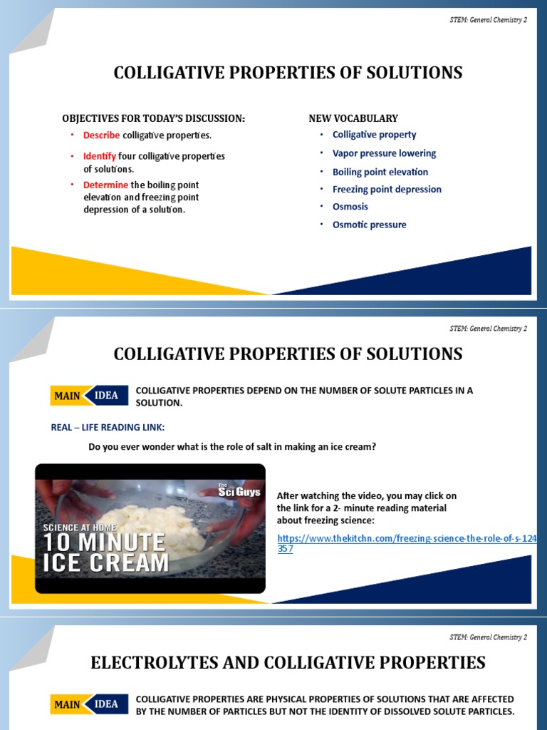 Colligative Properties of Solution | PDF | Osmosis | Solution