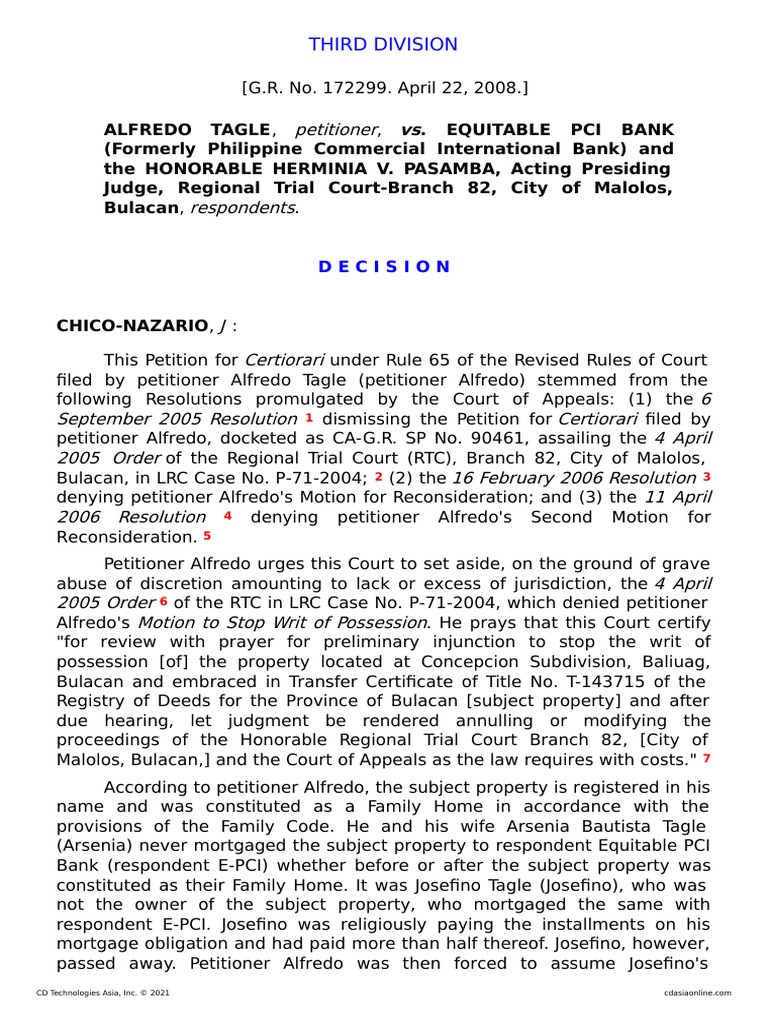 Tagle v. Equitable PCI Bank | PDF | Certiorari | Appeal