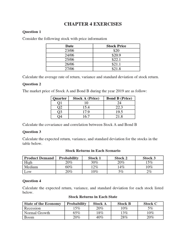 Stock Return Calculations and Analysis | PDF | Stocks | Variance