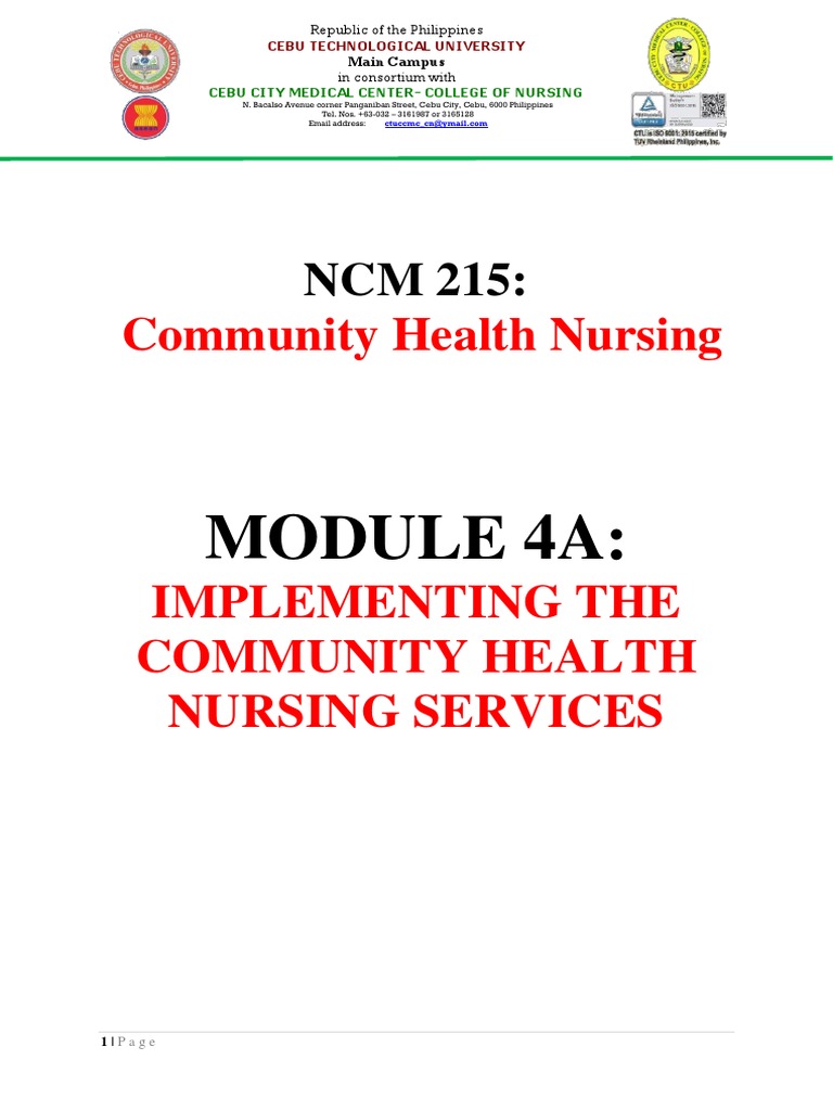 Study 4 Module 4a Implementing The Community Health Nursing Services