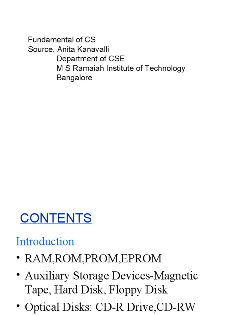 Fundamental of CS Source. Anita Kanavalli Department of CSE M S Ramaiah Institute of Technology ...