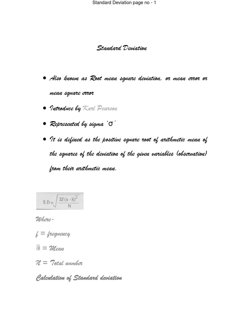 BSC & MSC Standard - Deviatio by Dr. Rakesh Mohan | PDF | Standard ...