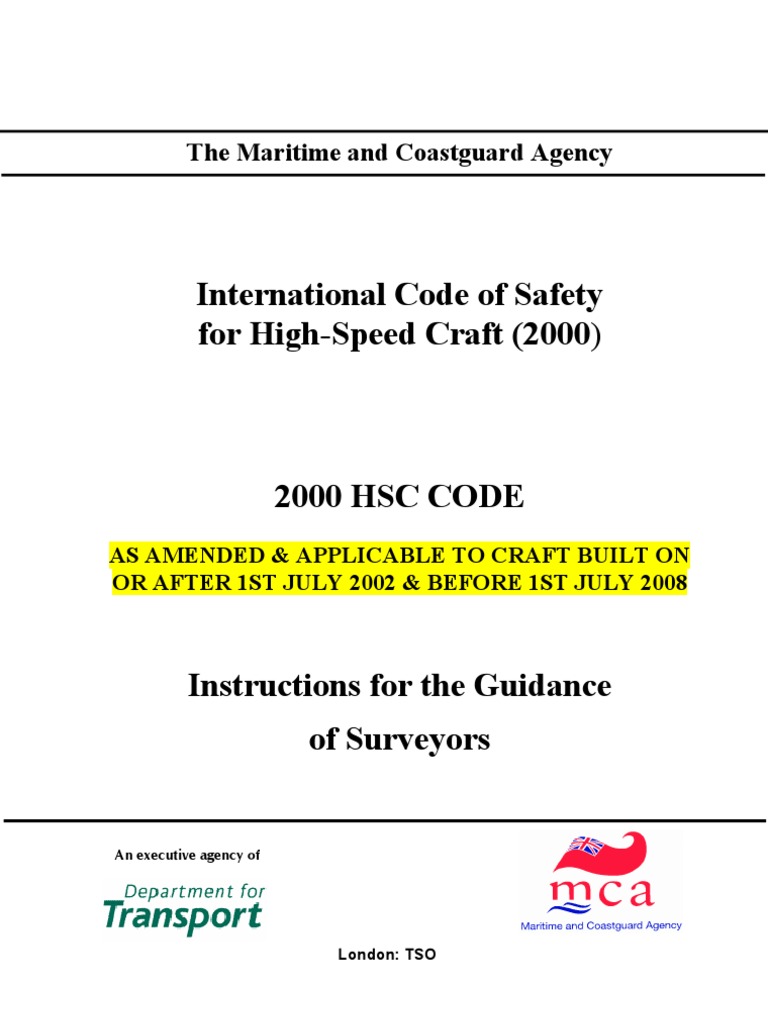 HSC Code 200 - MCA Guidance For Surveyor 06.2009 | PDF | Safety | Ships