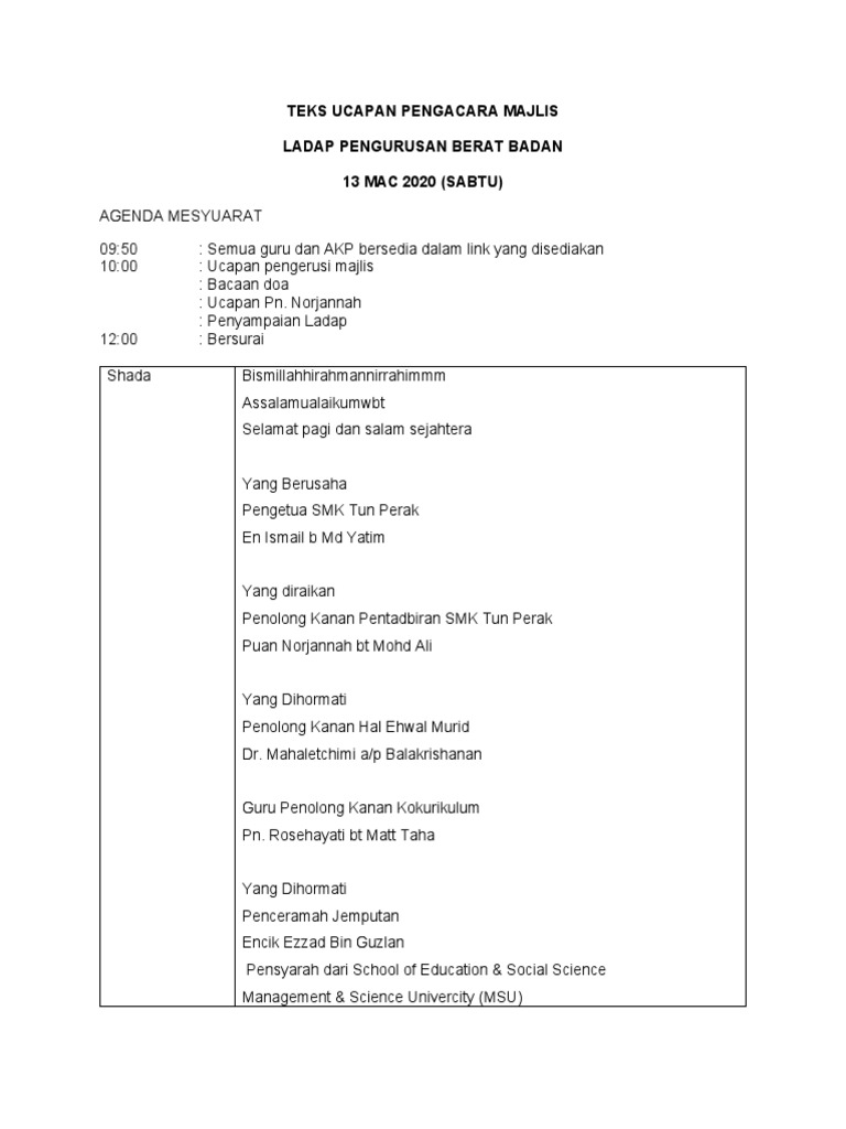 Teks Pengacara Majlis Memperkenalkan Penceramah Gaya Hidup Sihat - Neptune