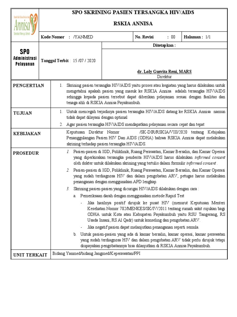 Sop Screning Hiv | PDF | Kesehatan Holistik