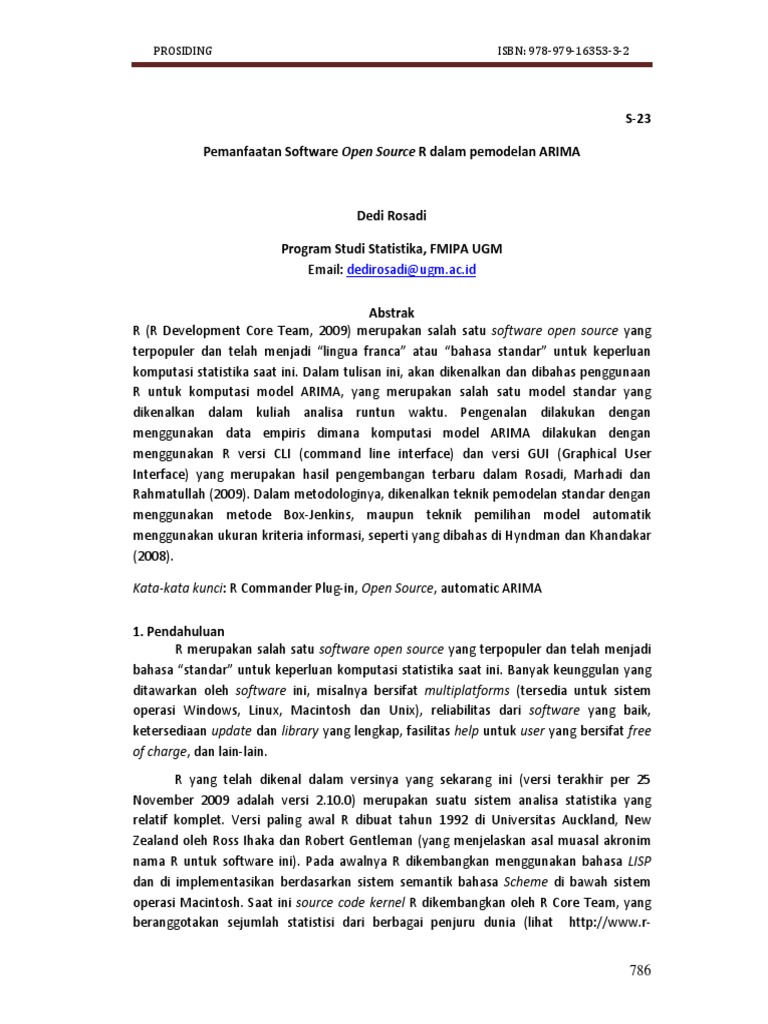 Pemanfaatan Software Open Source R Dalam Pemodelan ARIMA | PDF