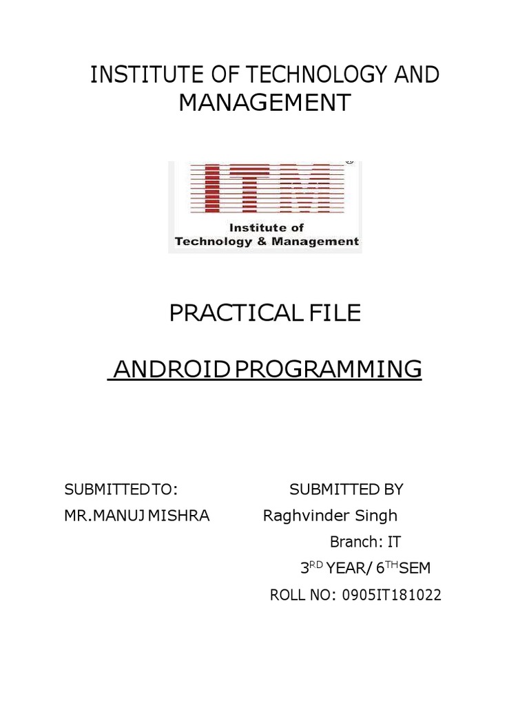 Android Programming Practical File 2024-25 | PDF | Android (Operating System) | Application Software