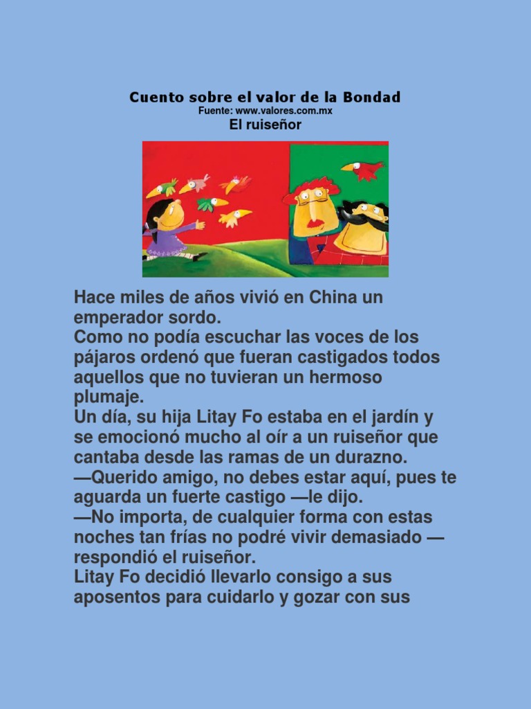 Cuento sobre el valor de la Bondad