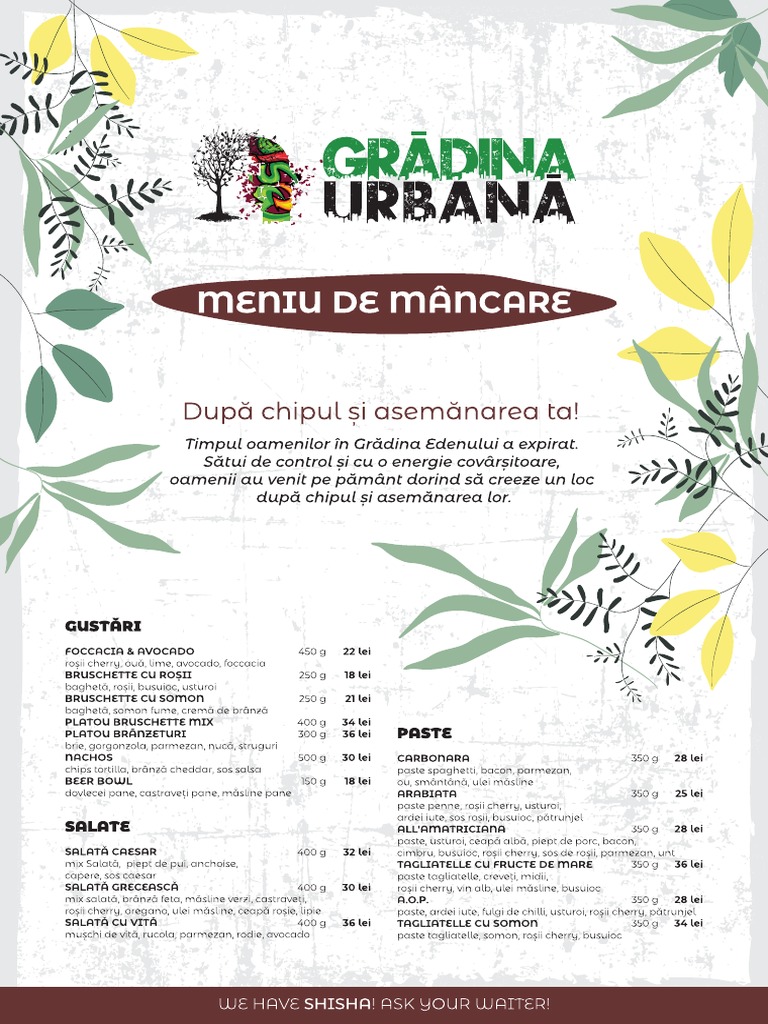 Meniu Gradina Urbana | PDF