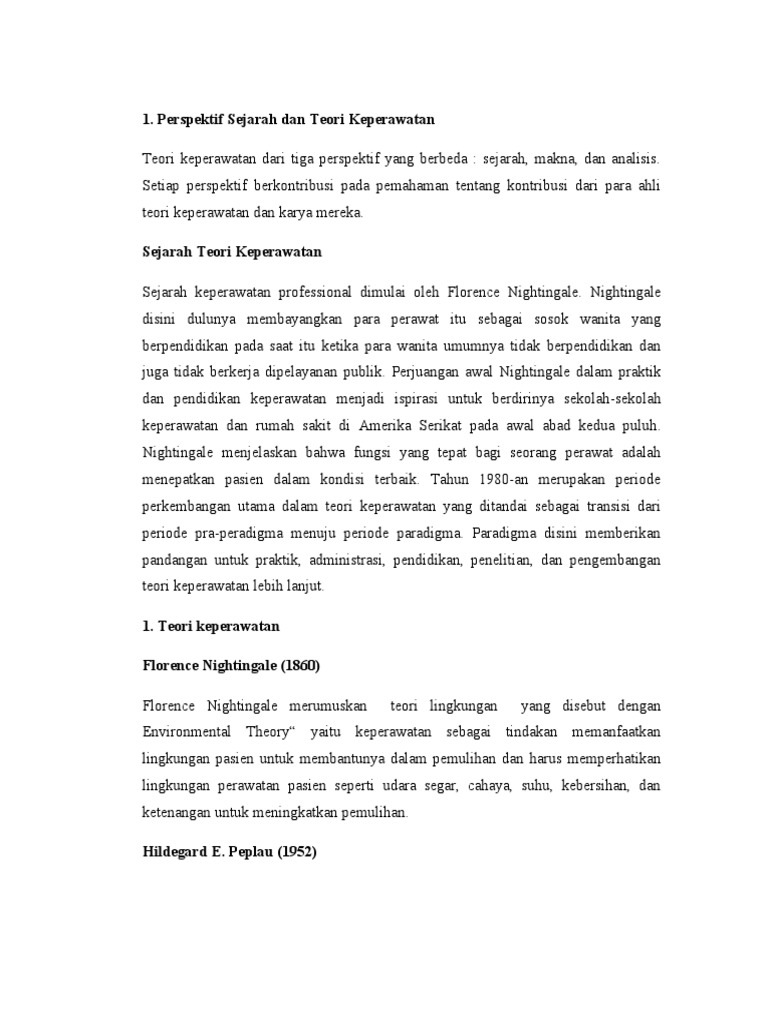 Perspektif Sejarah Dan Teori Keperawatan | PDF | Karier & Perkembangan | Pengembangan Diri