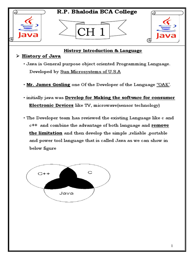 R.P. Bhalodia BCA College: History of Java | Download Free PDF | Java (Programming Language ...
