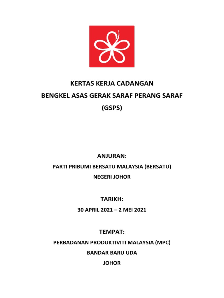 Kertas Kerja Cadangan Gsps MPC 30 April - 2 May 2021 | PDF