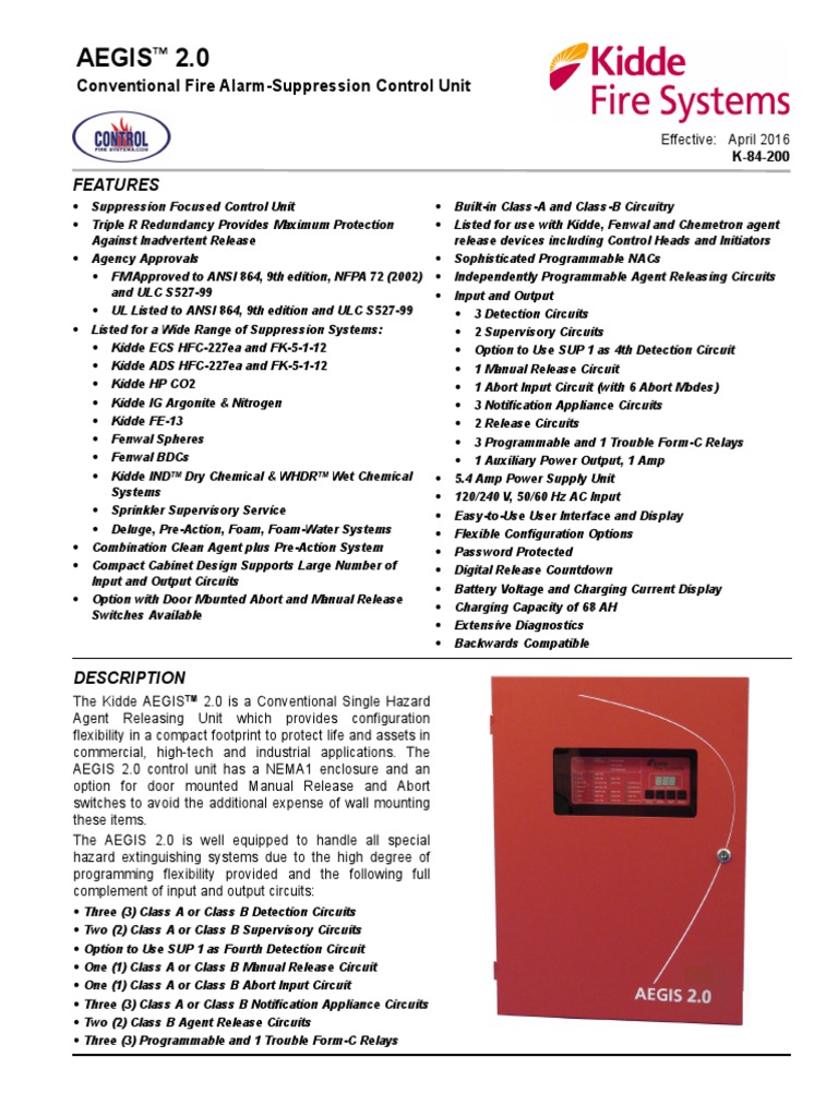 Kidde AEGIS 2.0 Conventional Panel | PDF | Switch | Relay