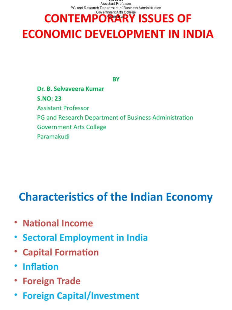 Contemporary Issues of Economic Development in India: BY Dr. B ...