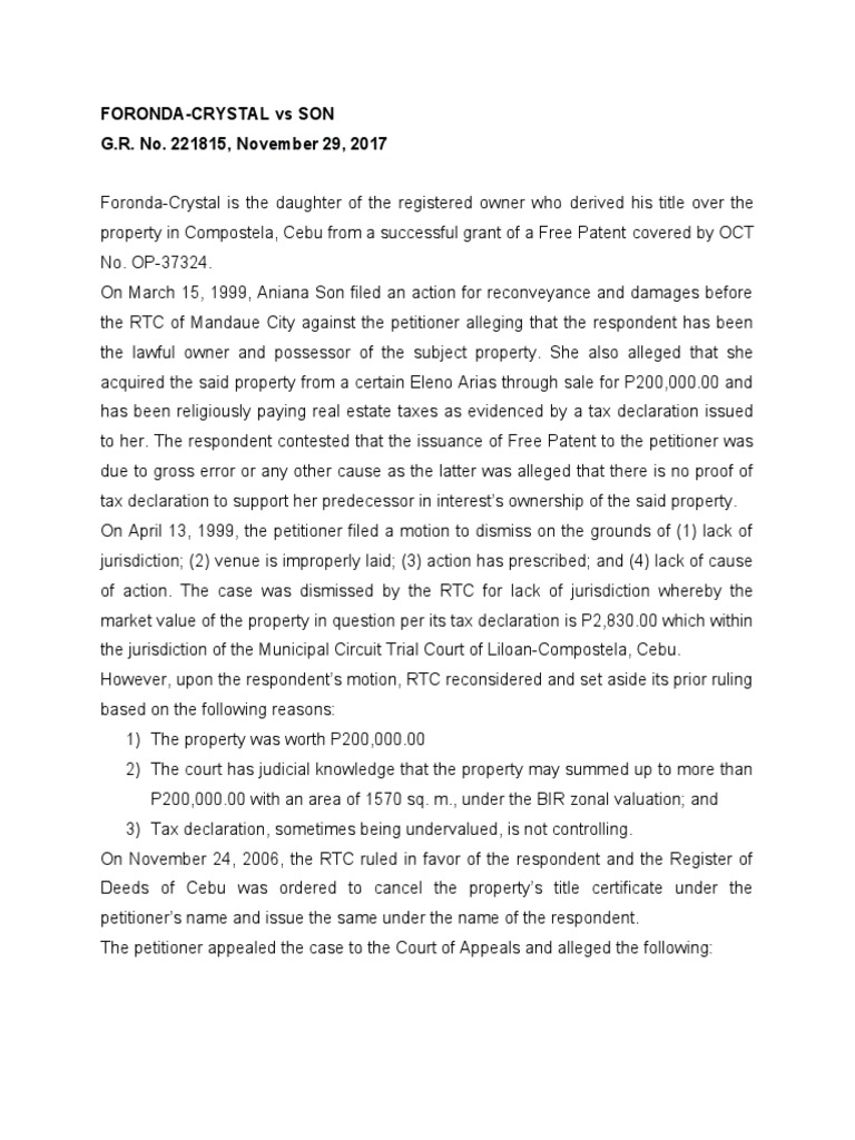 Civpro Case Digest | PDF | Jurisdiction | Complaint