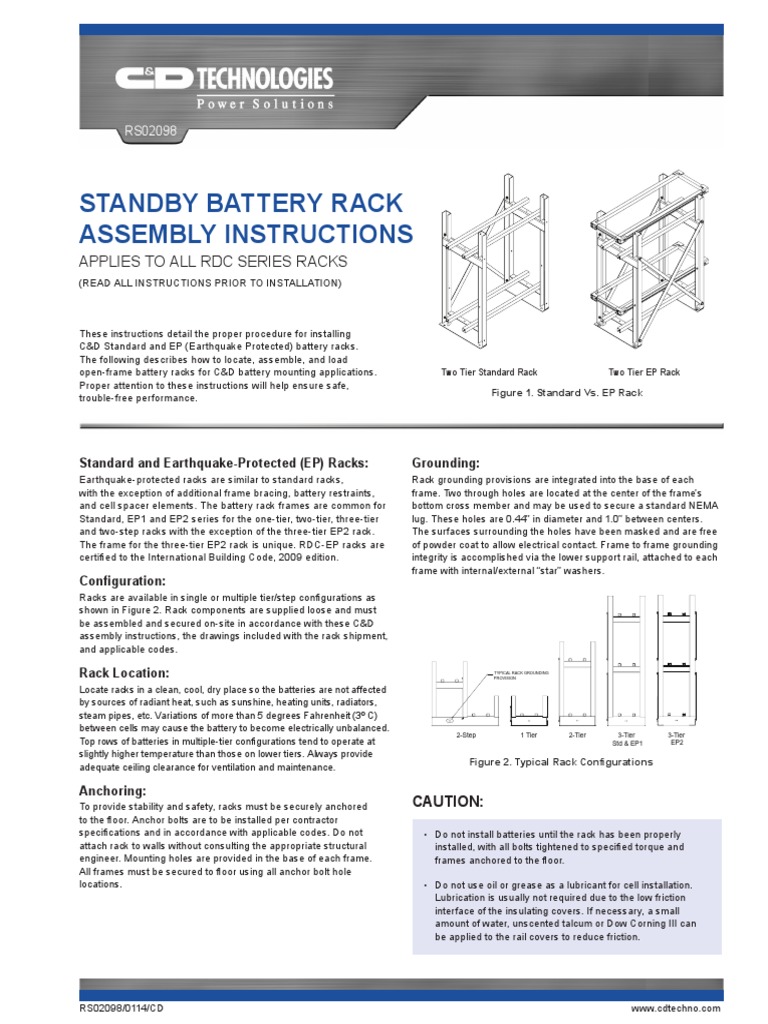 Standby Battery Rack Assembly Instructions: Applies To All RDC Series ...