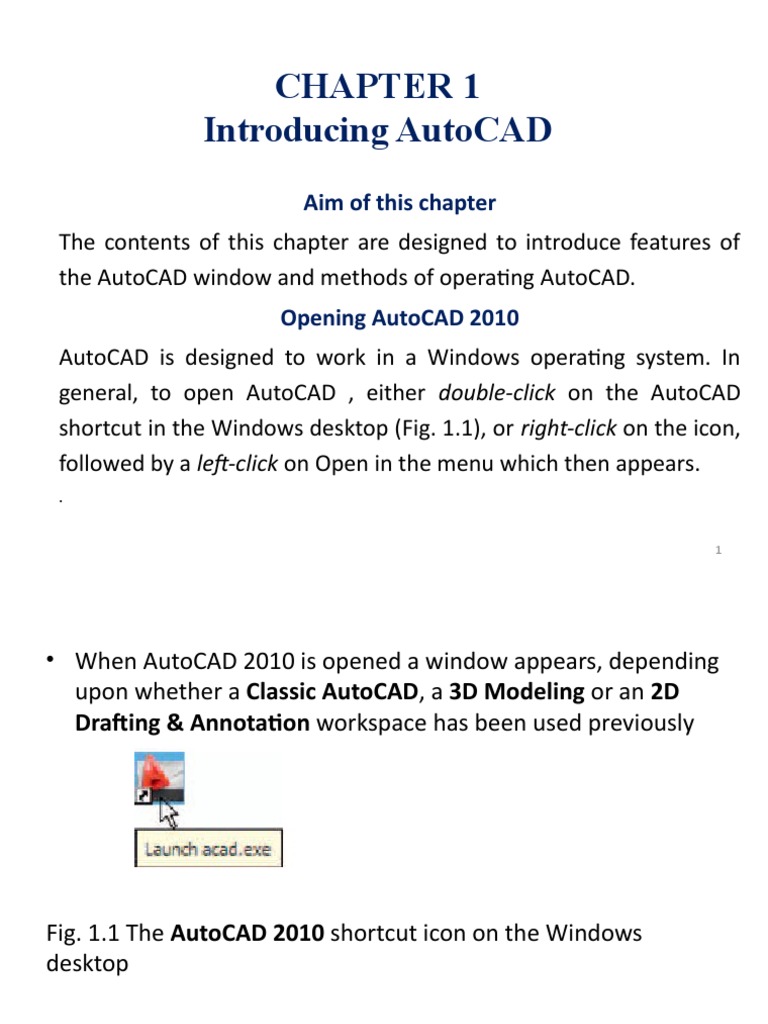 Introducing Autocad Aim Of This Chapter Pdf Icon Computing Button Computing