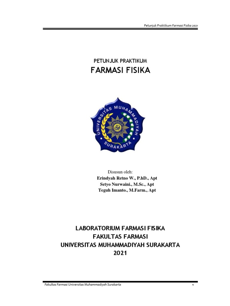 Buku Petunjuk Praktikum Farmasi Fisika 20211 | PDF