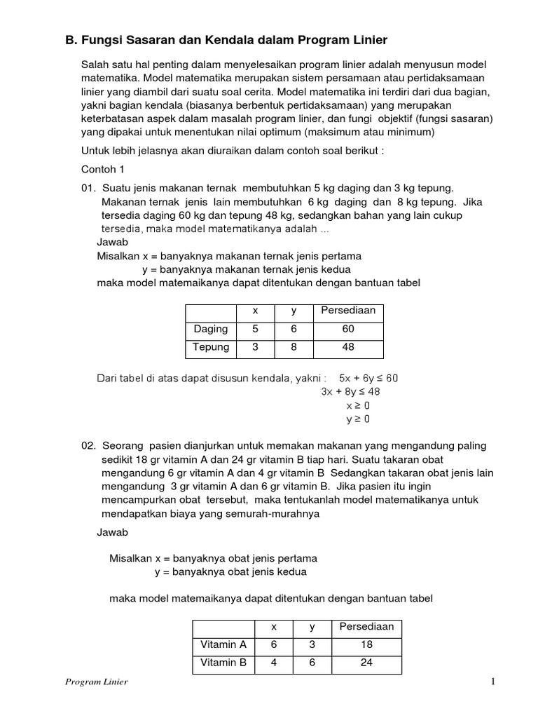 Fungsi Kendala dalam Program Linier | PDF