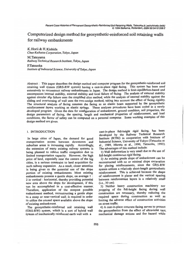 Horii Et Al 1994 Computerized Design of GRS RW-Tatsuoka&Leschnisky ... Horii Et Al 1994 Computerized Design of GRS RW-Tatsuoka&Leschnisky ...
