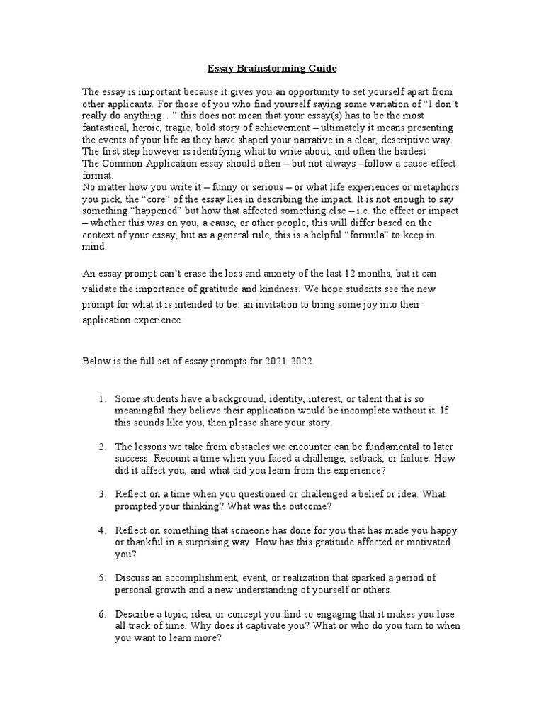 Essay Brainstorming Guide | PDF | Essays | Idea