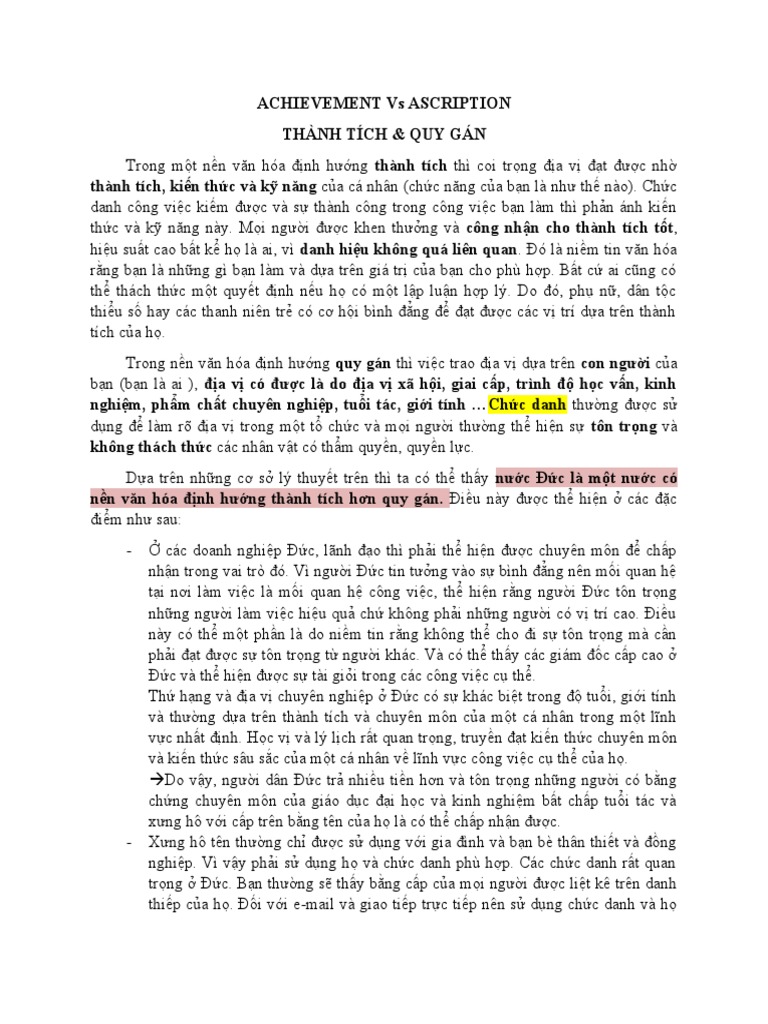 ACHIEVEMENT Vs ASCRIPTION | PDF