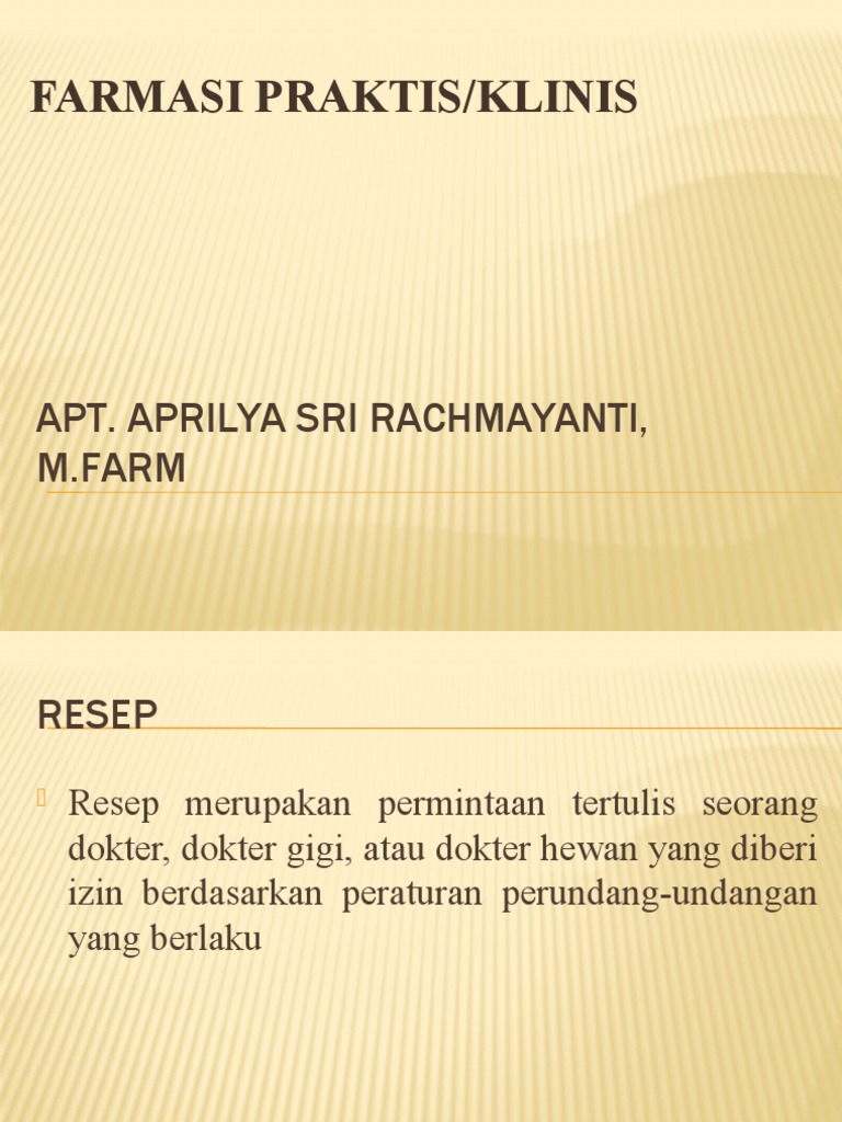 Farmasi Praktis (Skrining Resep) | PDF
