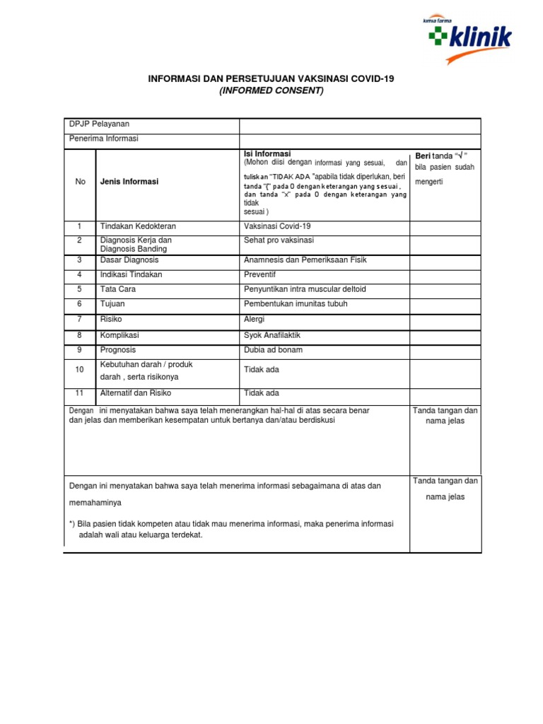 Form Skrining Pra Vaksinasi Informed Consent & Kartu Verifkasi-4-6 | PDF