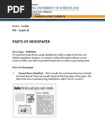 Parts of a Newspaper Explained | PDF | Newspapers | News