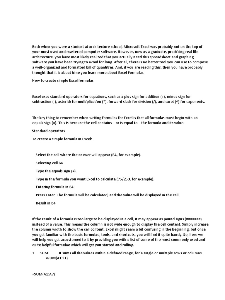 Exell Formule PT ARH | PDF | Microsoft Excel | Formula