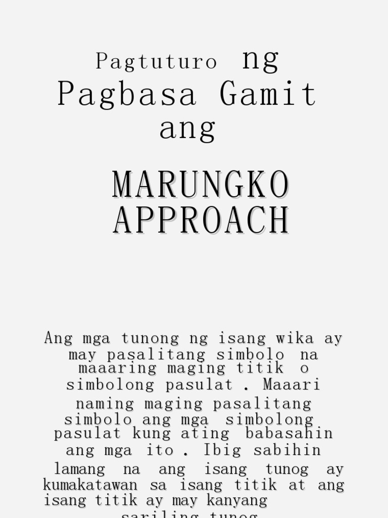 Marungko Approach Power Point | PDF