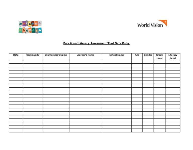 Literacy Assessment Data Form | PDF