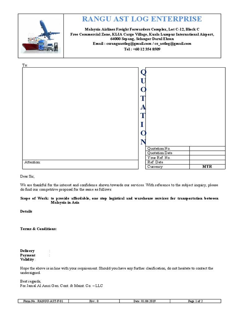 Contoh Quotation Baru | PDF | Supply Chain Management | Service Industries