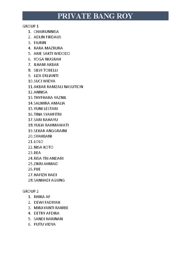 Revisi Nama Group | PDF