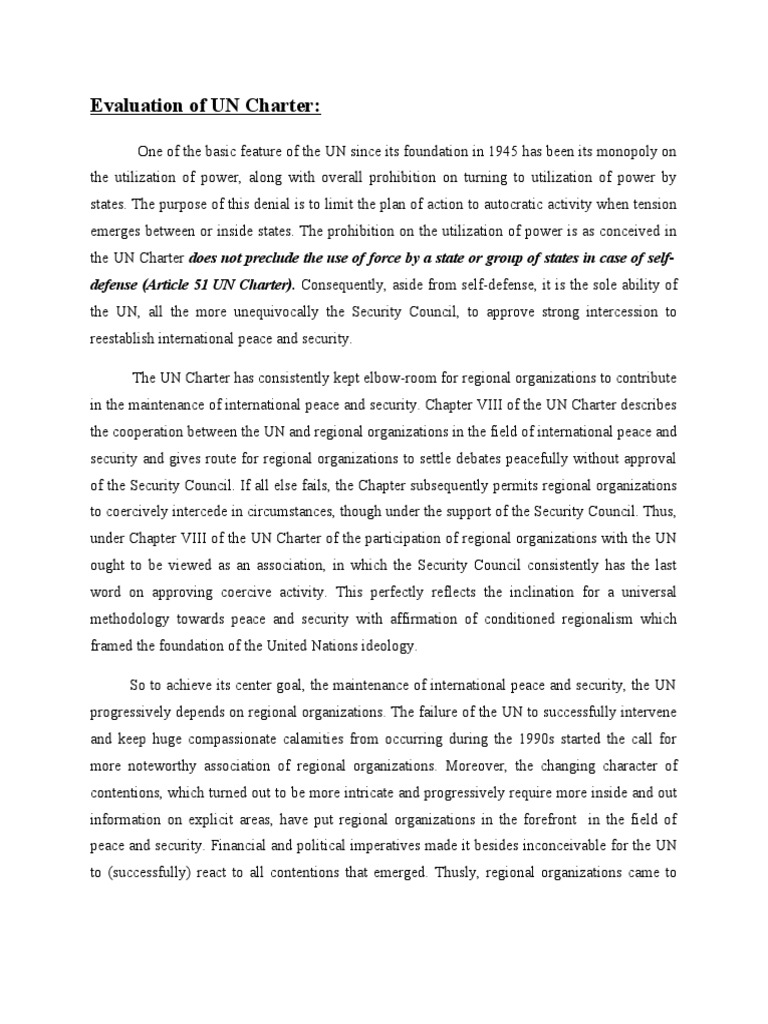 Evaluation of UN Charter | PDF | United Nations Security Council ...