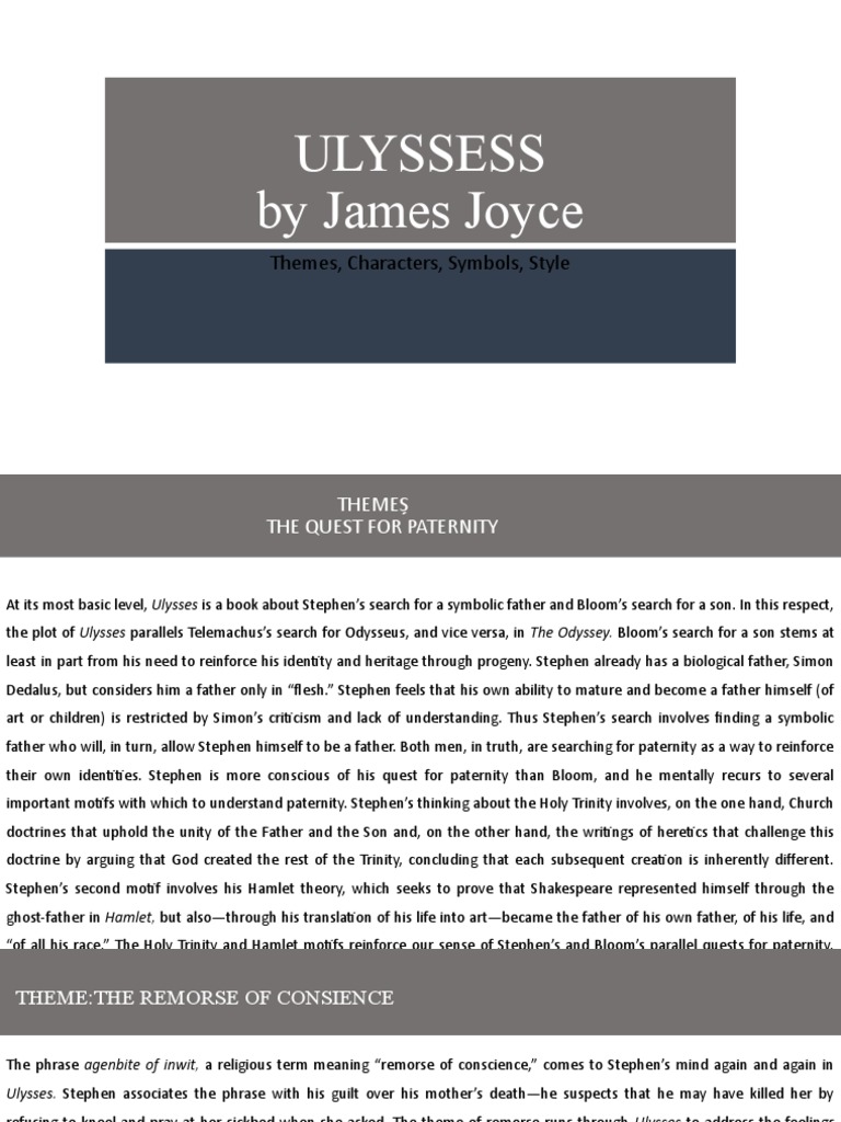 Ulyssess by James Joyce: Themes, Characters, Symbols, Style | PDF ...