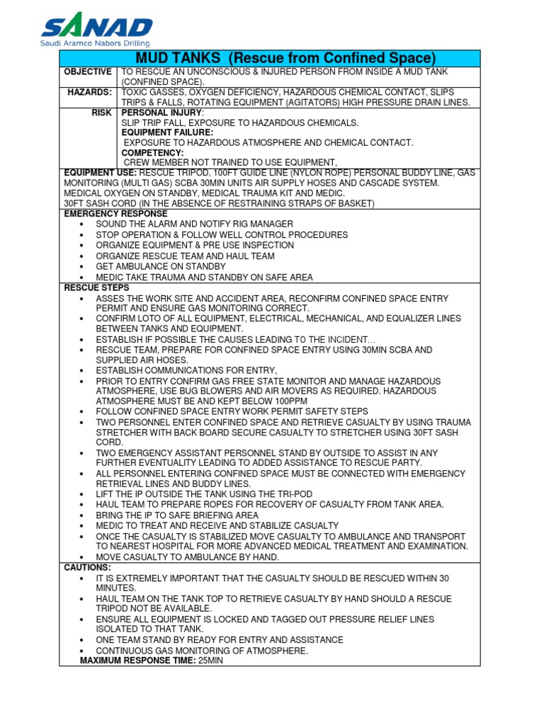 Mud Tank Rescue Procedures | PDF | Underwater Diving | Occupational ...