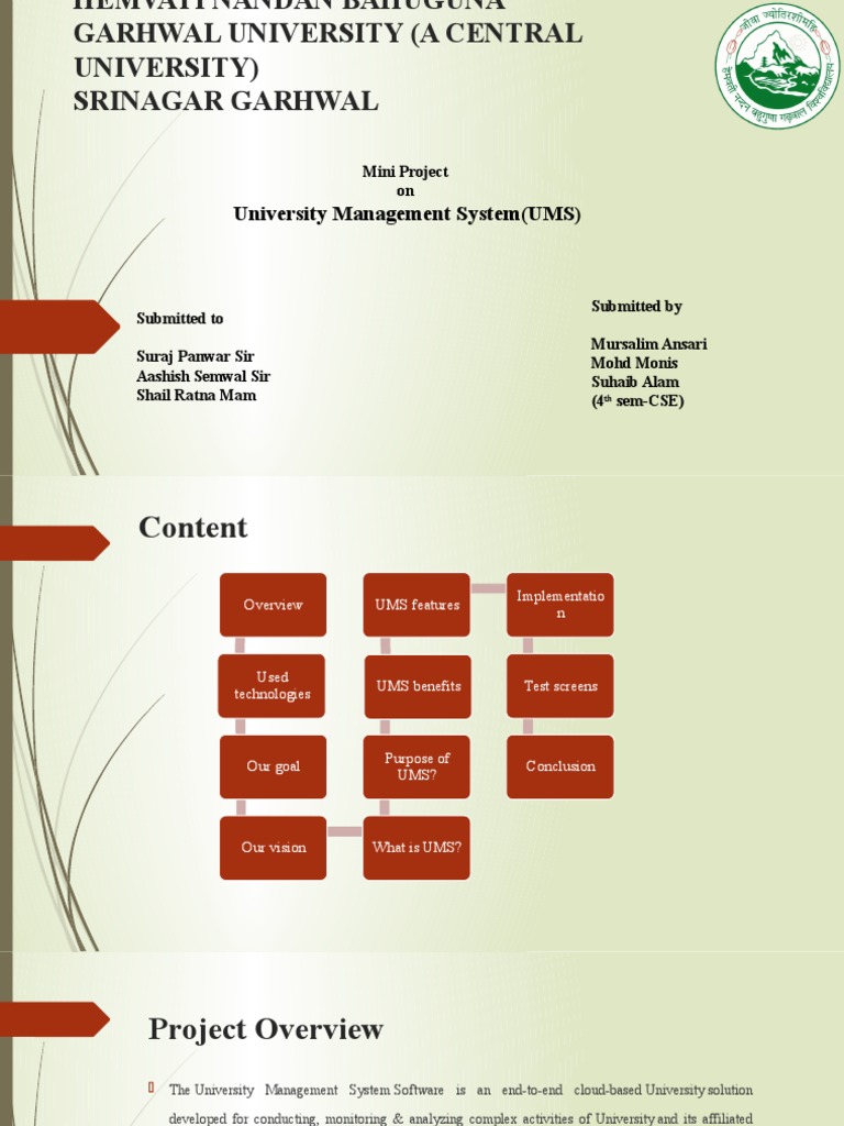 University Management System (UMS) : Mini Project On | PDF | Databases ...