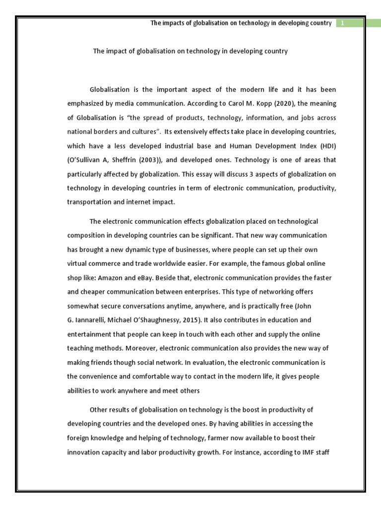 Globalization's Tech Impact in Developing Nations | PDF | Globalization ...