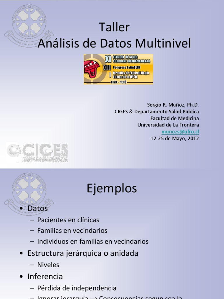 Taller 3 Modelaje en Bioestadística Análisis Multinivel Parte 1 DR - Muñoz1 | PDF | Análisis de ...