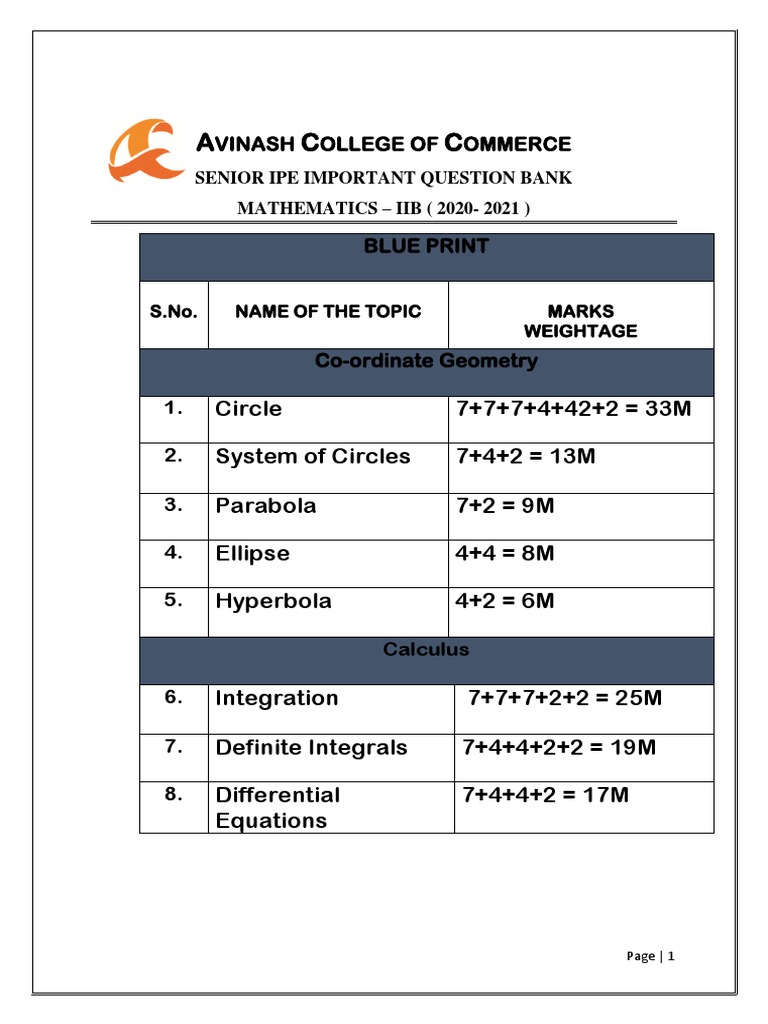 Maths 2 B Question Bank | PDF | Ellipse | Circle