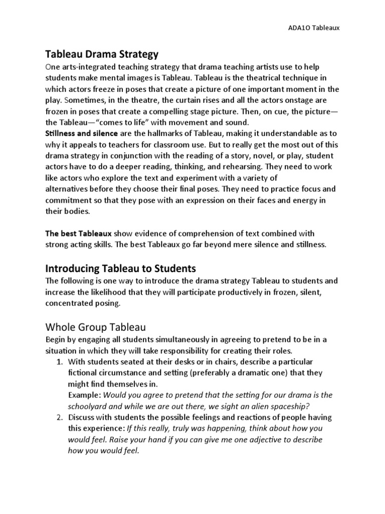 Tableau Drama Strategy | PDF | Cognition