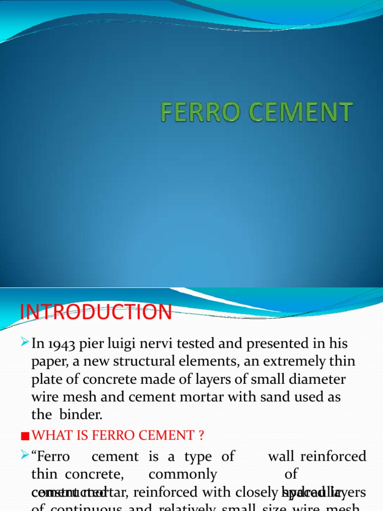 Ferrocement | PDF | Concrete | Cement