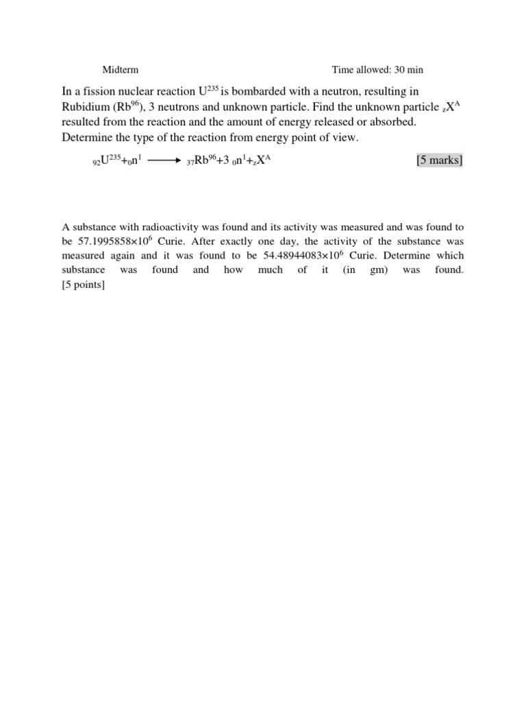 Quiz Nuclear | PDF | Nuclear Reaction | Neutron