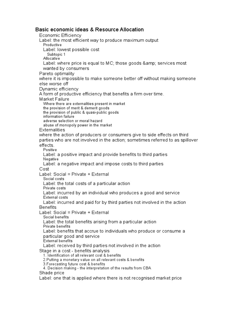 Basic Economic Ideas & Resource Allocation | PDF