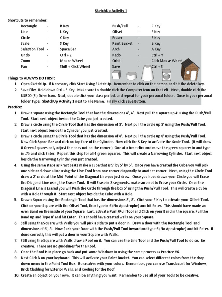 Sketchup Activity 1 Shortcuts To Remember | PDF | Double Click | Icon (Computing)