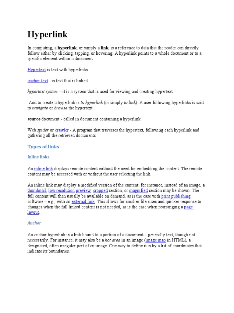 Hyperlink: Hypertext Anchor Text | PDF | Hyperlink | World Wide Web