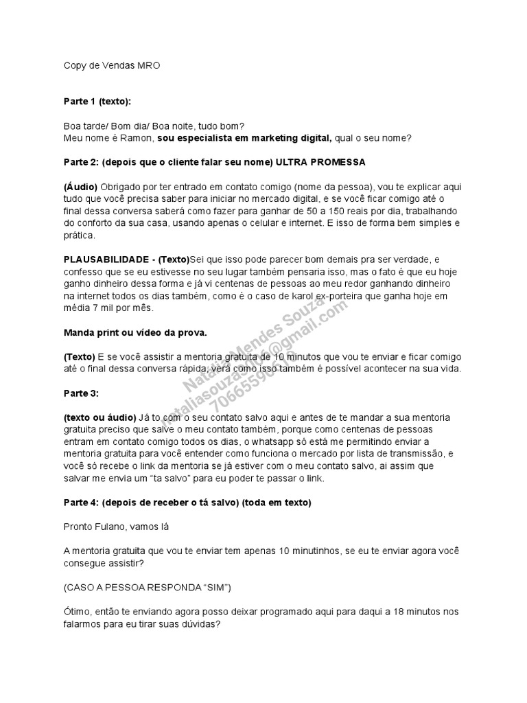 Copy de Vendas MRO | PDF | Mercado (economia) | Publicidade