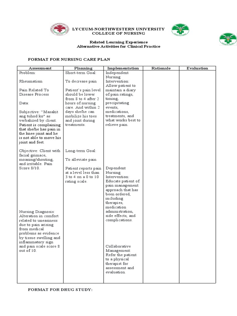 Format For CAse Analysis | PDF | Pain | Nursing