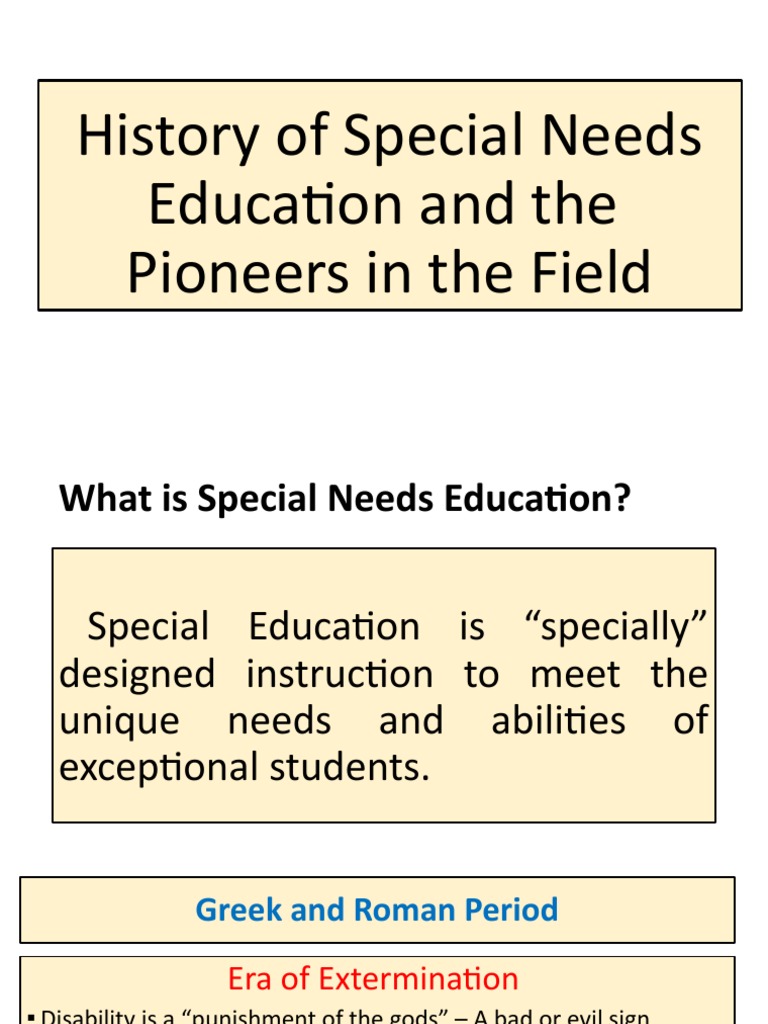 History of Special Education and Its Pioneers | PDF | Special Education ...